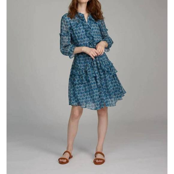 SALONI | Dresses | New Saloni Tilly Ruffle Dress In Filigree Batik ...